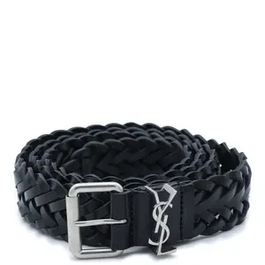 Saint Laurent Logo Plaque Buckled Belt