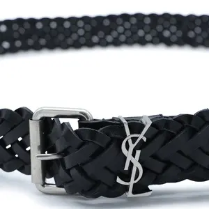Saint Laurent Logo Plaque Buckled Belt