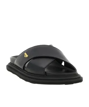 Moschino Leather Sabots With Logo