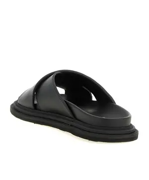 Moschino Leather Sabots With Logo