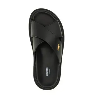 Moschino Leather Sabots With Logo