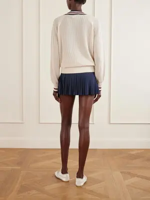 Varley Striped V-neck Fine Knit Pullover