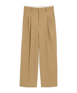 AMI Paris Cotton Linen High-waisted Carrot-fit Trousers - Beige