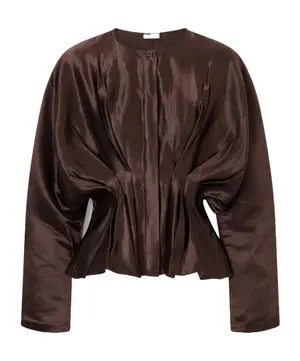JOSEPH Gathered Waist Cropped Satin Top - No