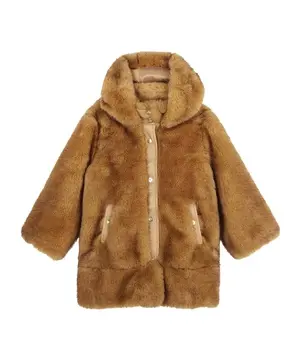 Chloé Faux-fur Hooded Coat - Brown