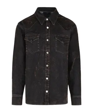 Amiri Flocked Denim Shirt