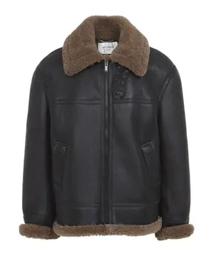 Saint Laurent Long-sleeved Leather Coat - Black