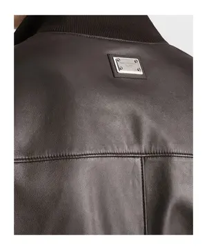 Dolce & Gabbana Leather Bomber Jacket With Zip Closure