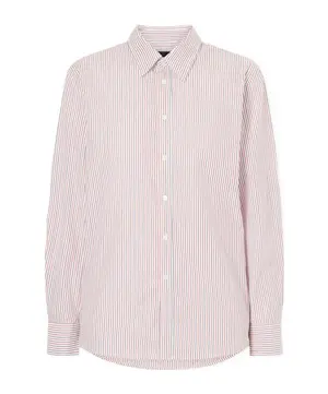 NILI LOTAN Striped Long Sleeve Cotton Shirt - White