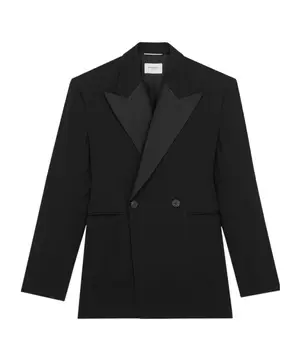 Saint Laurent Double-breasted Long-sleeved Jacket - Black