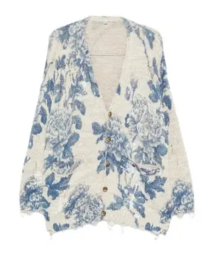 R13 V-neck Cardigan - Blue