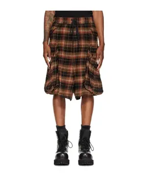 R13 Checkered Cargo Shorts - Black