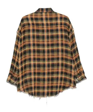 R13 Check-pattern Frayed-seam Shirt