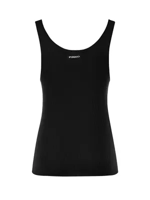 Pinko Ribbed Logo Knit Top