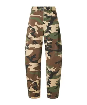 NILI LOTAN High Waist Loose Fit Casual Cotton Pants - Brown
