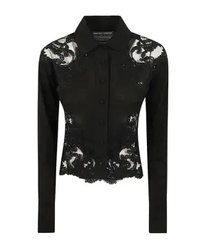 Ermanno Scervino Sheer Lace Panel Shirt - Black