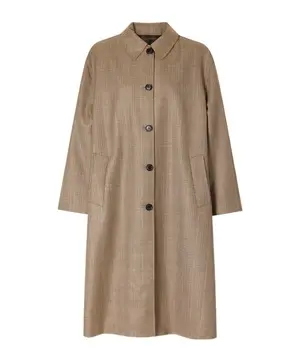 NILI LOTAN Plaid Long Wool Coat - Brown