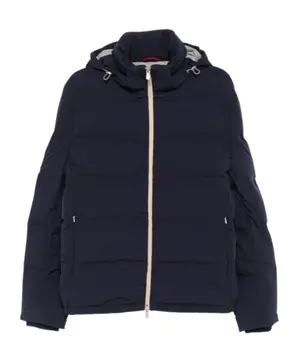 Brunello Cucinelli Hooded Puffer Jacket - Navy Blue