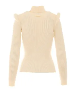 Elisabetta Franchi Knit Turtleneck Top With 3d Details
