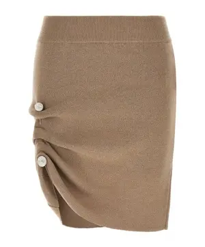 Giuseppe Di Morabito Ruched Embellished Ribbed Skirt - Beige