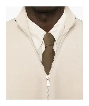 Brunello Cucinelli High Neck Zip-up Knitwear - White