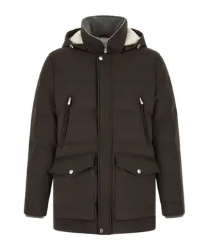 Brunello Cucinelli Quilted Hooded Parka - Brown