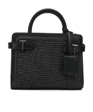 LE TANNEUR Woven Panel Tote Bag - Black