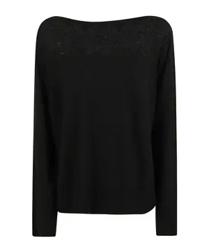 Ermanno Scervino Lace Trim Boat Neck Knitted Sweater - No