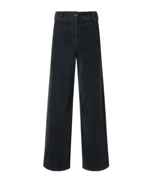 NILI LOTAN High Waist Corduroy Wide Leg Pants - Black