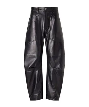 NILI LOTAN Casual Leather Pants - Black