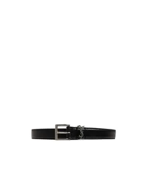 Saint Laurent Logo Plaque Buckled Belt - Black