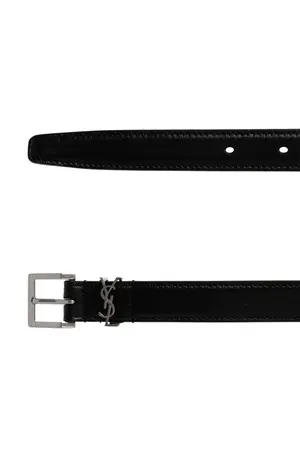 Saint Laurent Logo Plaque Buckled Belt