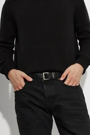 Saint Laurent Logo Plaque Buckled Belt