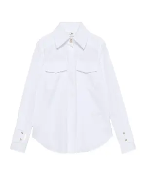 Elisabetta Franchi Logo-button Flap-pocket Shirt - White