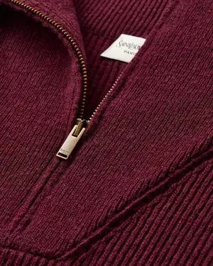 Saint Laurent Half-zip Sweater In Rib-knit Wool