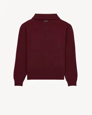 Saint Laurent Rib-knit Wool Half-zip Sweater With Stand Collar - Bordeaux
