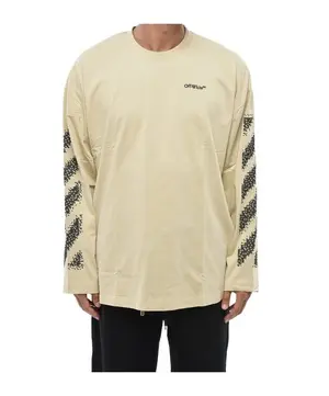 Off-White Logo-embroidered Long-sleeved T-shirt - Beige
