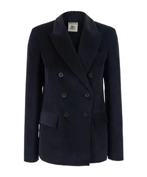 SEMICOUTURE Jacket In Corduroy With Collar And Long Sleeves - Blue