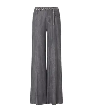 Liu Jo Flare Pants With Belt - Grey