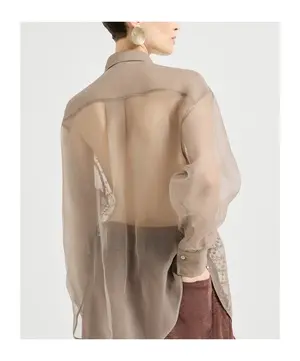 Brunello Cucinelli Embellished Semi-sheer Shirt