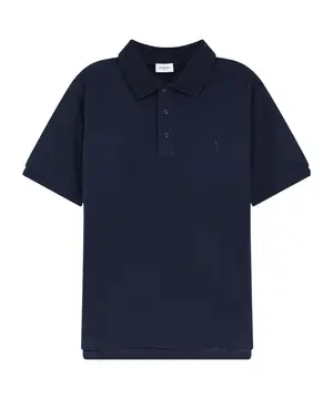 Saint Laurent Collared Short-sleeved Polo Shirt - Blue