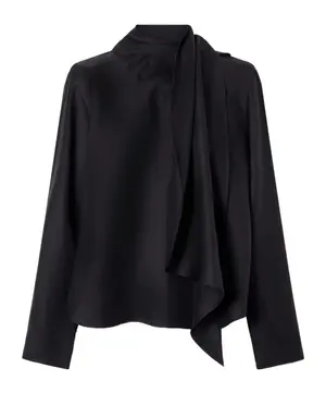 Loulou De Saison Satin Tie Blouse - Black