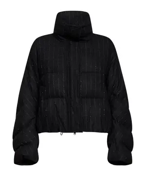 Brunello Cucinelli Pinstriped Padded Jacket - Grey