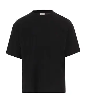 Saint Laurent Logo Embroidered Crewneck T-shirt - Black