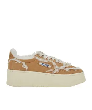 AUTRY Sneakers With High Leather Sole - Cognac
