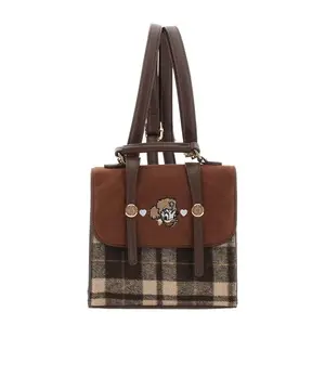 Monnalisa Check-pattern Embroidered Backpack - Brown
