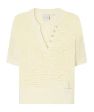 Varley Open-knit Cotton Top With V-neck - No