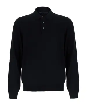 Tagliatore Long-sleeve Knitted Polo Shirt - Black