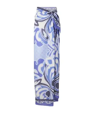 La DoubleJ Printed Wrap Skirt - Blue