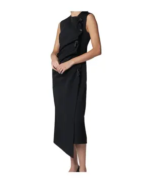 Bottega Veneta Sleeveless Asymmetrical Dress With Leather Knot Detail